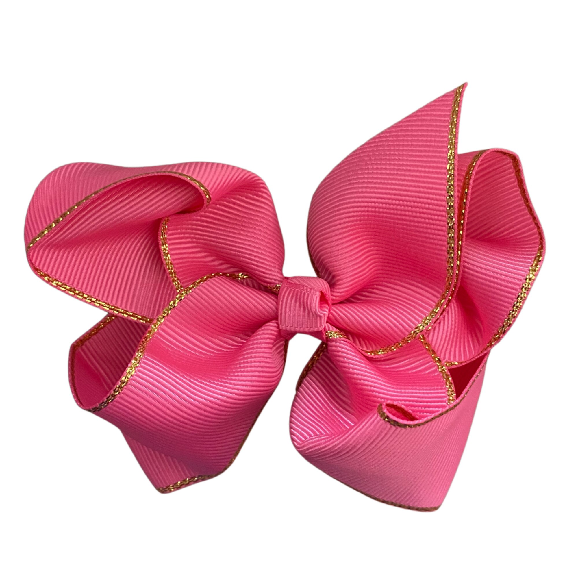 Clama de par pentru fete cu funda medie, 12 cm, margine aurie, model ...