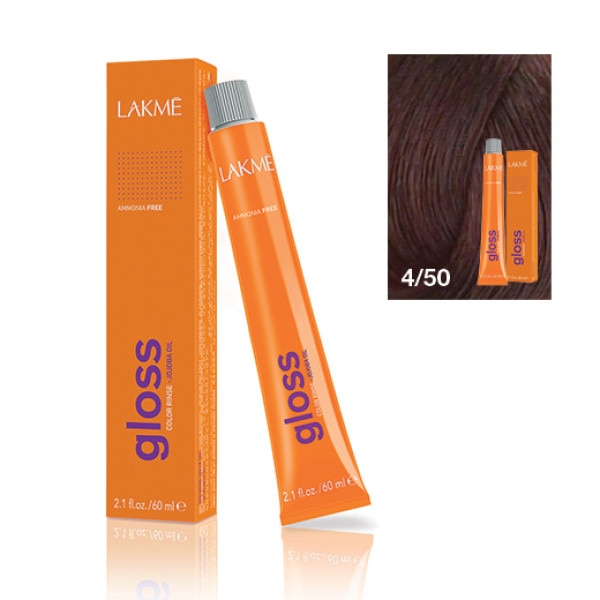 Vopsea de par demi-permanenta saten mediu mahon, Lakme Gloss 4/50 60 ml ...