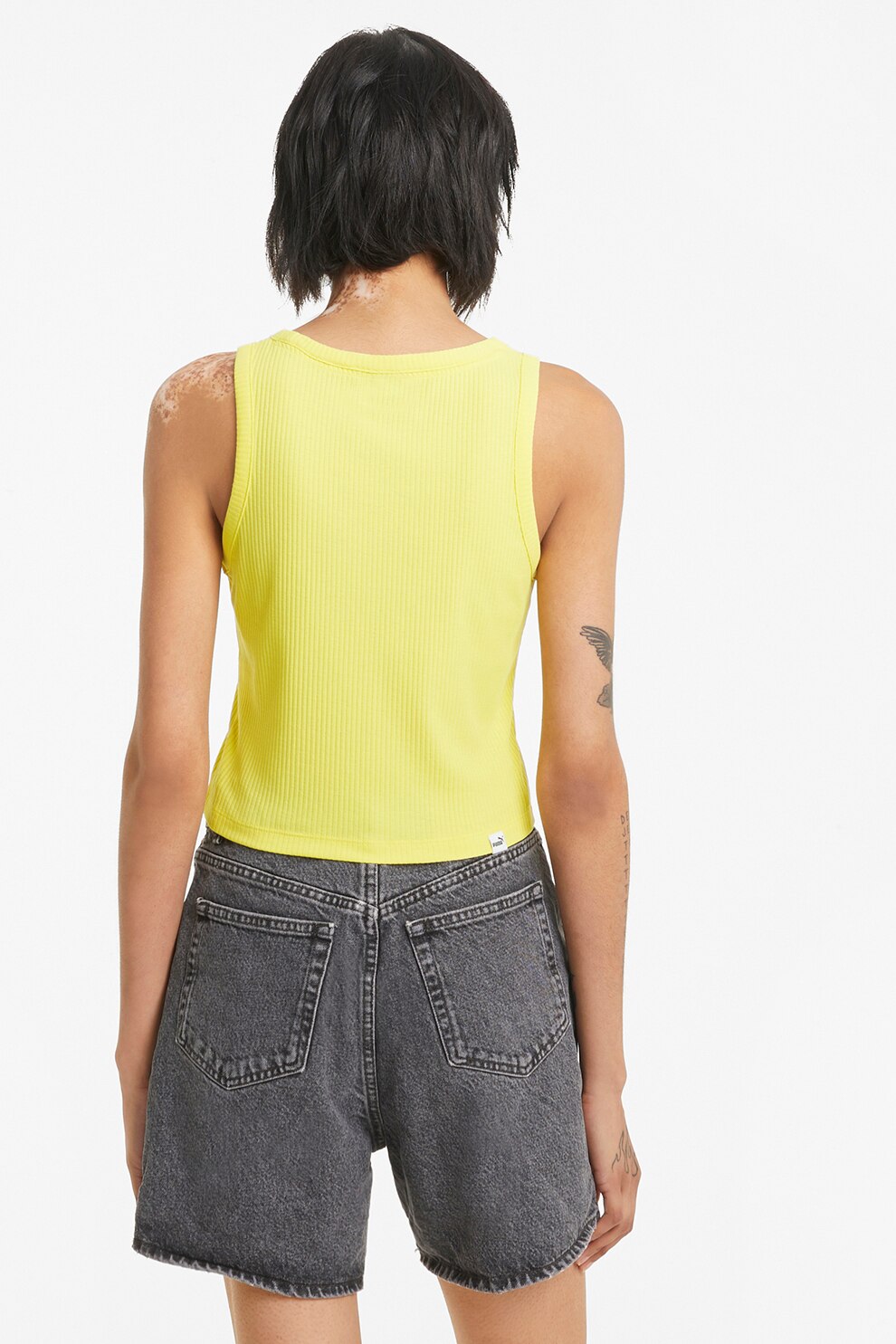 Puma, Рипсен топ Modern с лого, Жълт, S - eMAG.bg