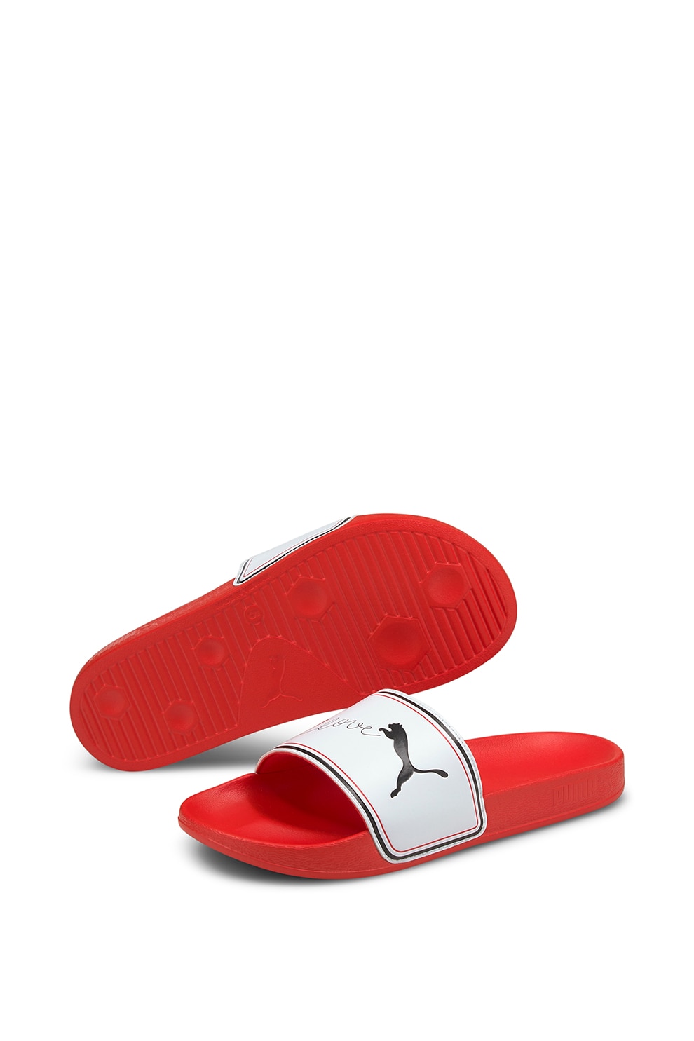 Puma, Papuci cu logo si text Leadcat, Rosu/Alb, 5 - eMAG.ro
