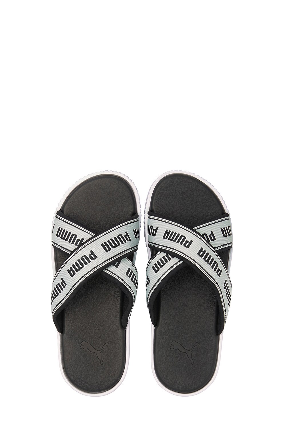 Puma, Papuci flatform cu logo, Alb/Negru, 5 - eMAG.ro