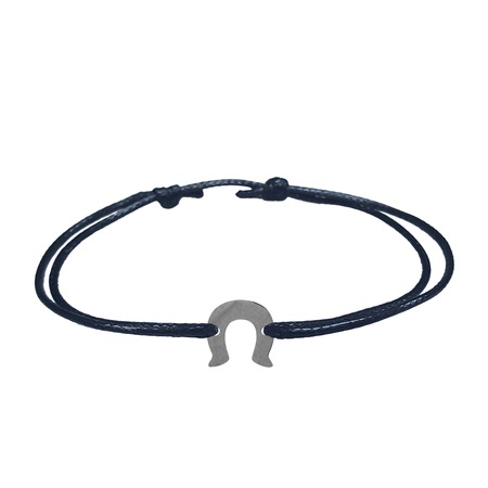 Персонализирана черна гривна от шнур Silver Horseshoe 10163100 Dras ...