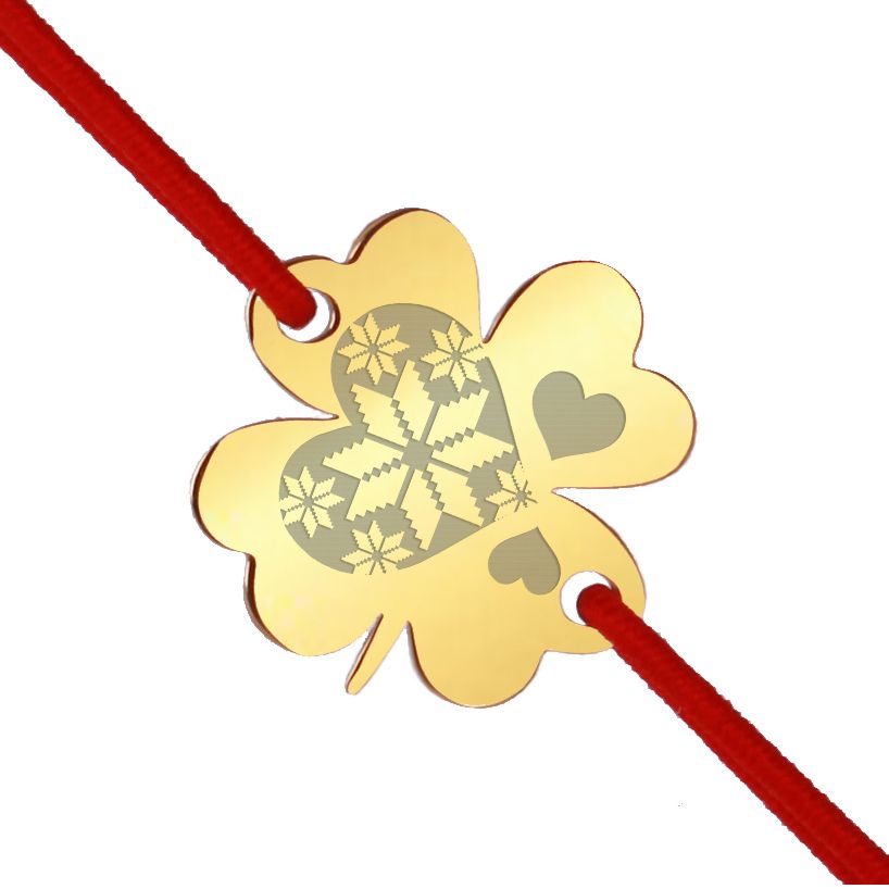 Martisor Bratara Inox Trifoi Auriu Inima Motive Traditionale - eMAG.ro