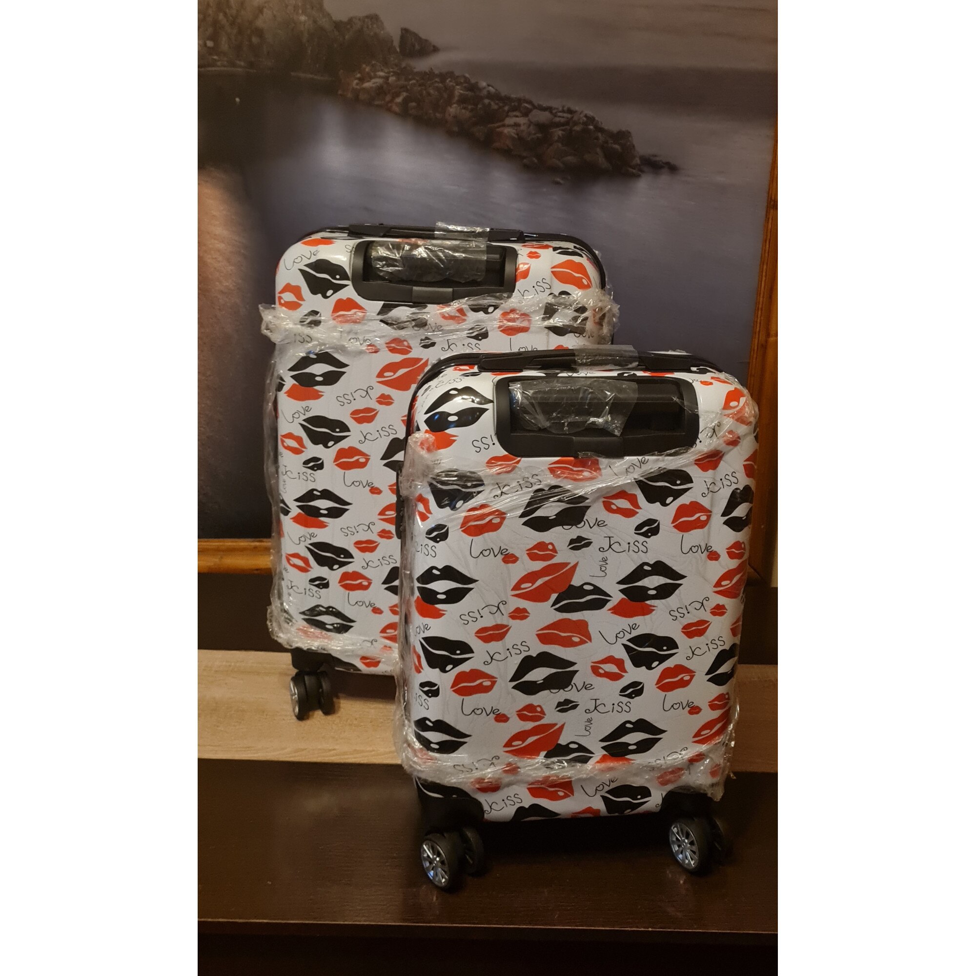 Troler pentru calatorie din ABS si Policarbonat, 65cm, Pupici, Alb ...