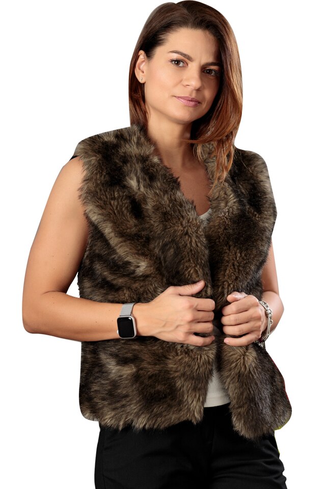 Vesta dama, faux-fur, maro, 40 EU - eMAG.ro