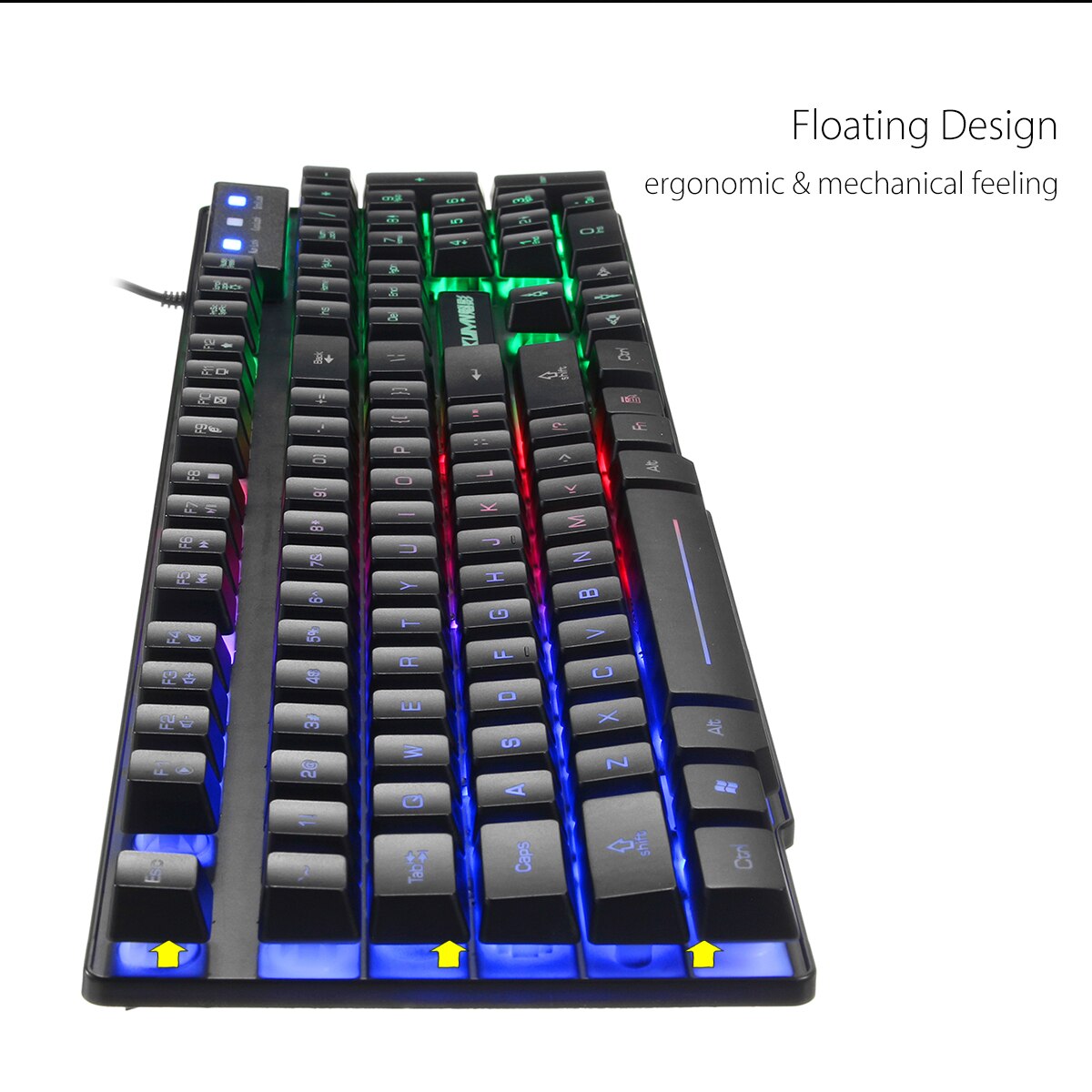 Set Tastatura T6 gaming, Mouse si Mousepad MECO, 2400DPI, Iluminare LED ...