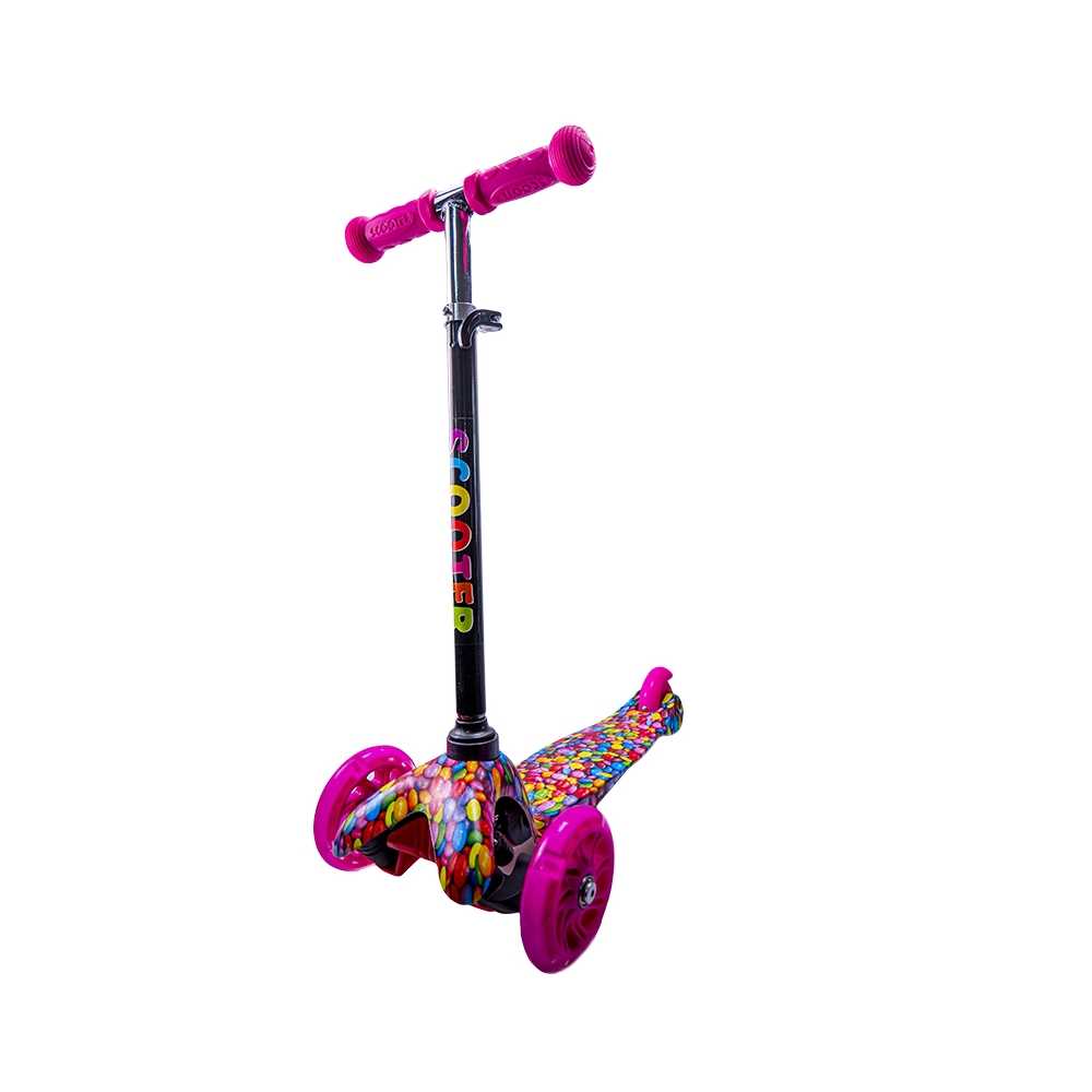 Trotineta Scooter pentru copii 7-10 ani cu roti luminoase. Roz - eMAG.ro