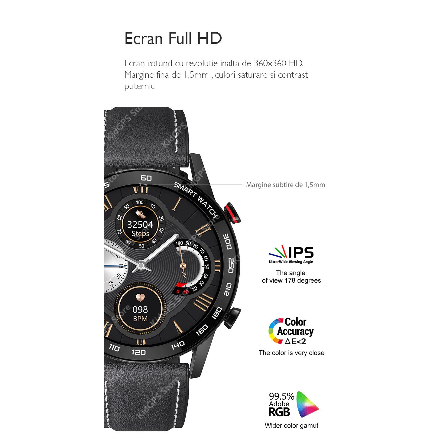 Ceas smartwatch TechONE™ DT95, 1.3 inch IPS HD, multi sport, apel ...