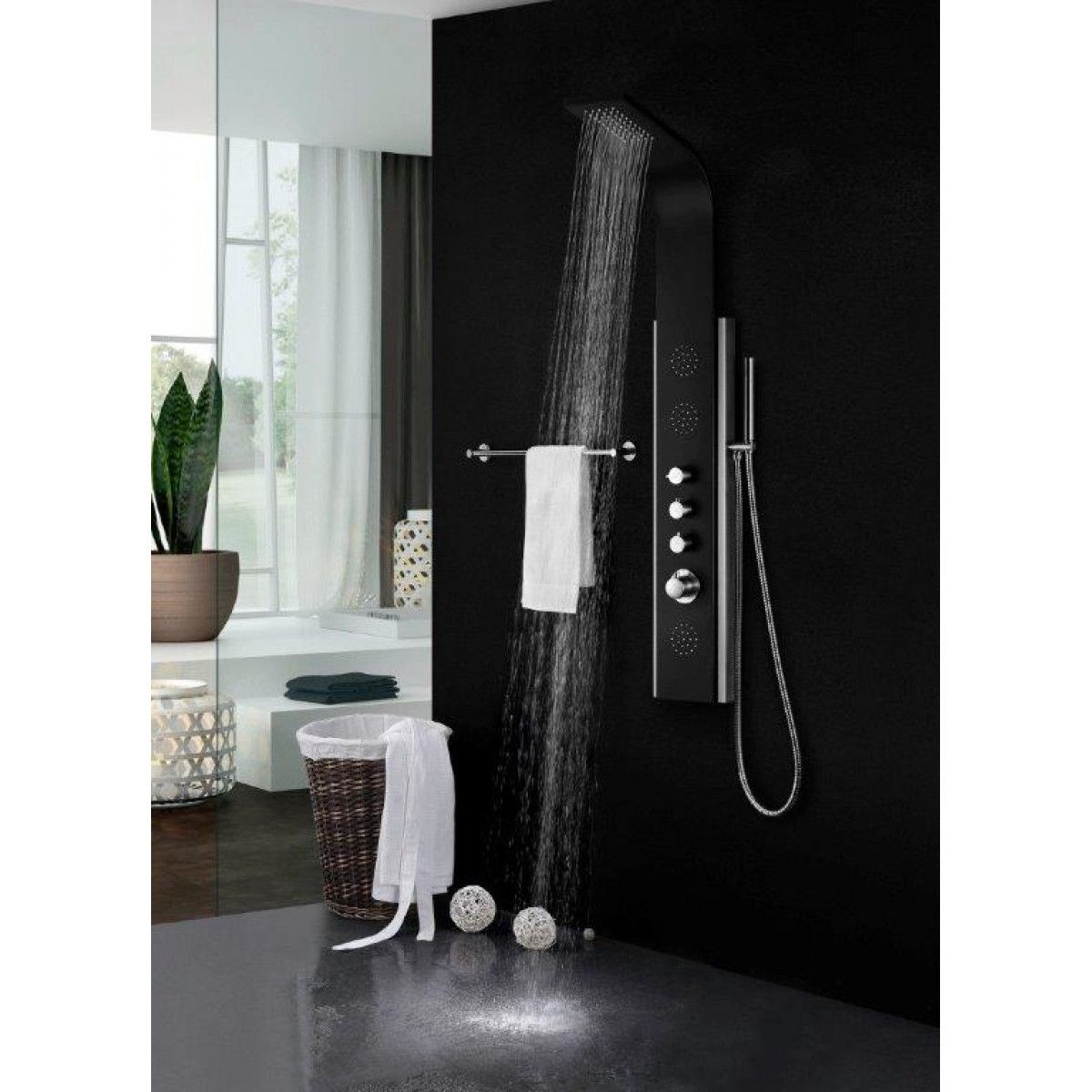 Panel dus EGO-Hana, Aluminiu, 145 x 20 cm, cu termostat, finsisaj Negru ...