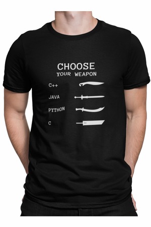 Персонализирана тениска за момче „Choose Your Weapon C++, Java, Python ...