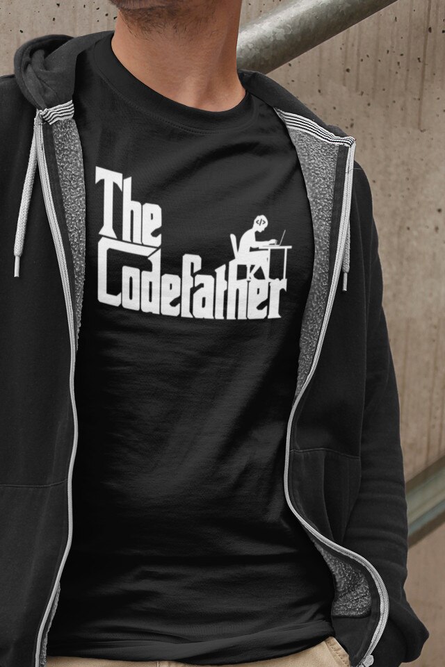 Персонализирана тениска за момчета програмисти със забавно послание, The Codefather - кодов нос ...