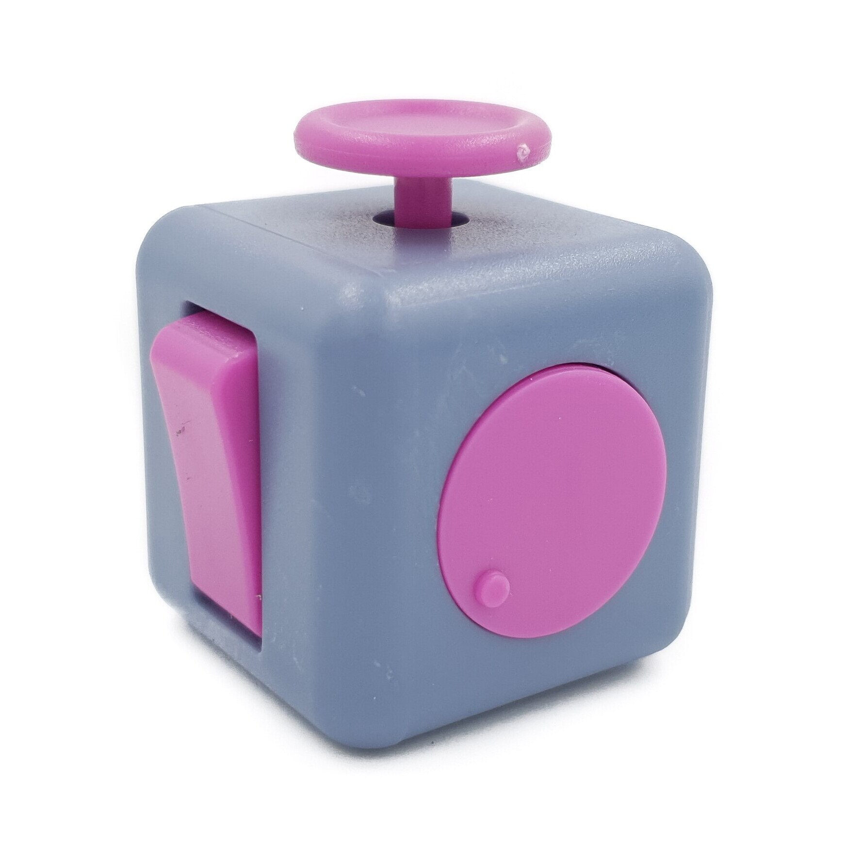 Cub antistres, Fidget cube cu latura anti-anxietate, gri-roz, 3x3x3 cm ...