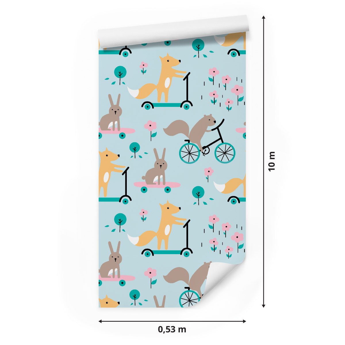 Tapet Camera copilului copaci frunze animale 53cm x 10m Living ...