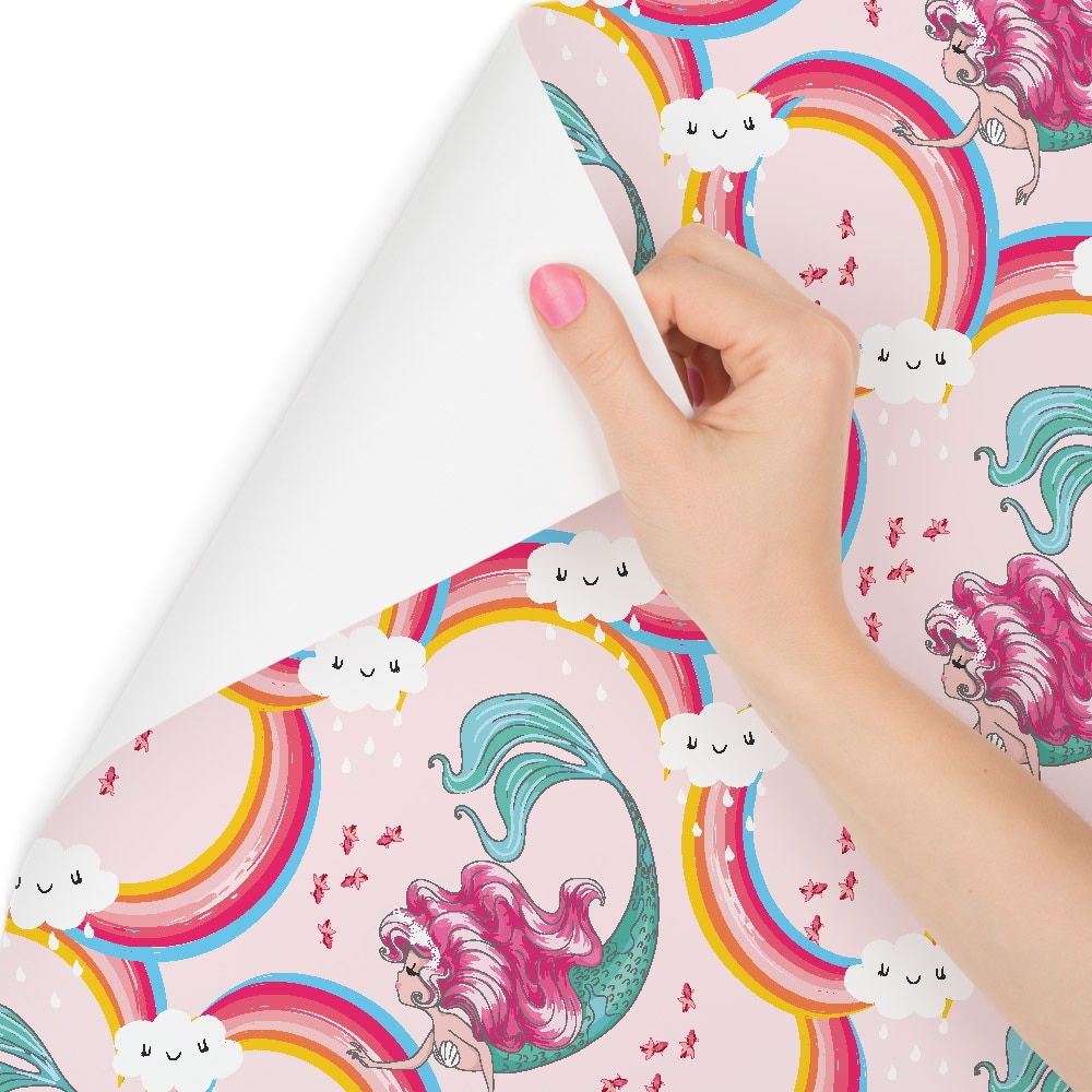 Tapet sirene nori curcubeu camera fetei 53cm x 10m Camera copilului ...