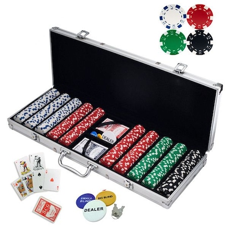 Set poker profesional Piatnik, 500 jetoane de cazinou, 2 pachete carti ...