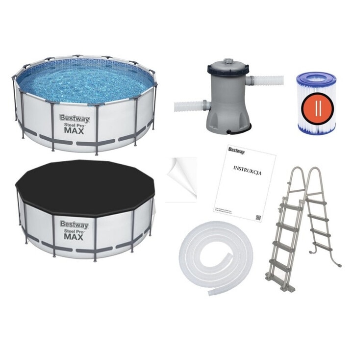 Piscina cadru metalic Bestway, 366x122 cm, 10.250 litri, cu pompa de ...