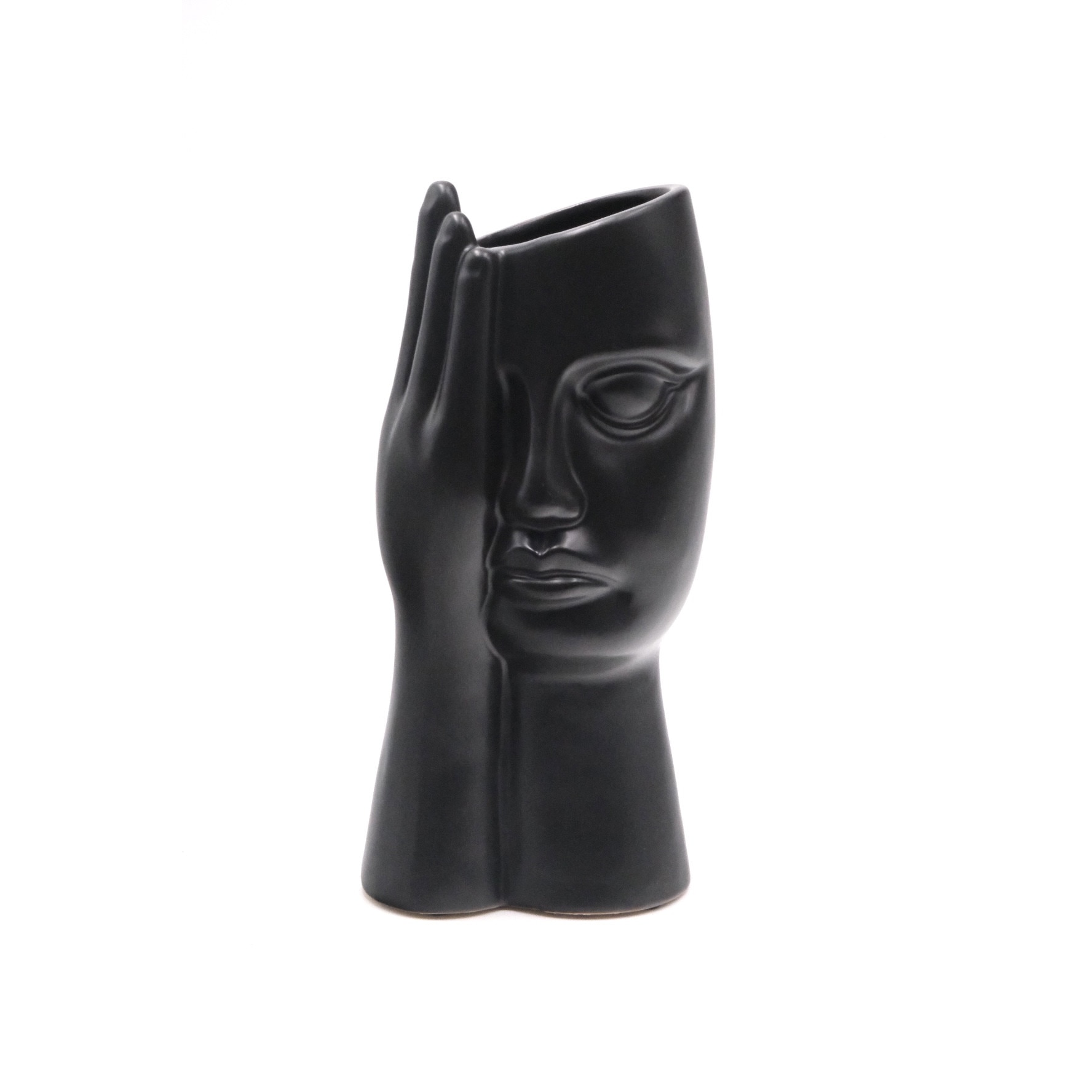 Vaza forma de cap decorativa din ceramica, negru, 27 cm - eMAG.ro