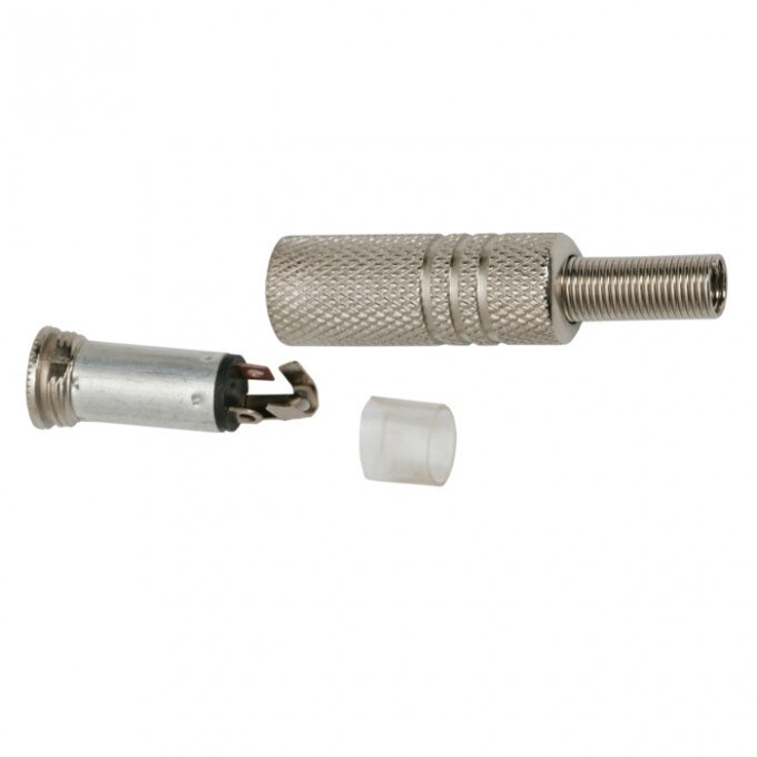 Стерео жак, 3.5 mm, металик, със защита на кабела, опаковка от 10 броя ...
