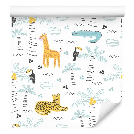 Tapet pentru copii animale safari copaci natura 53cm x 10m Rola ...