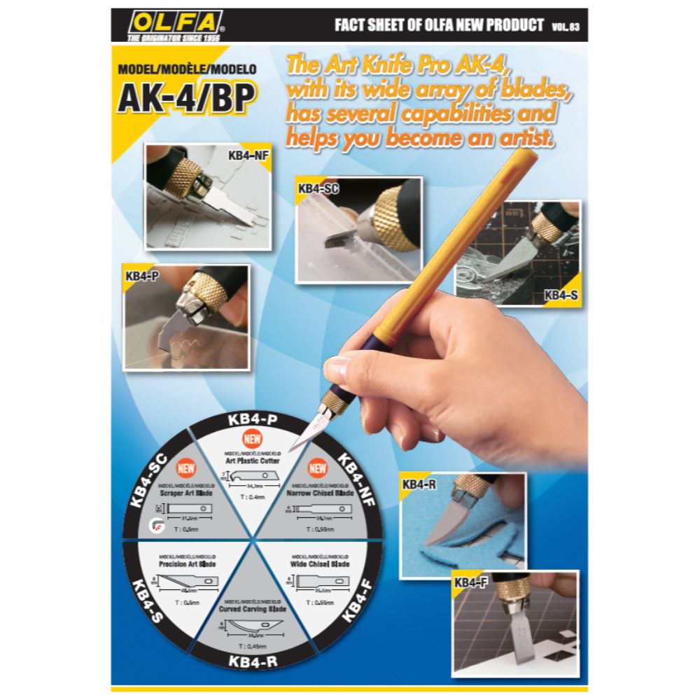 Арт нож OLFA AK 4/ BP, KB 4, Bonus pack - 6 пластини - eMAG.bg