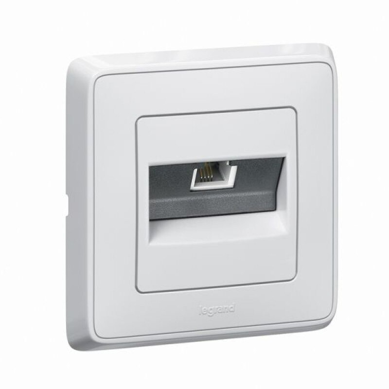 Priza telefon RJ11 Legrand Cariva, incastrata, rama inclusa, alba - eMAG.ro