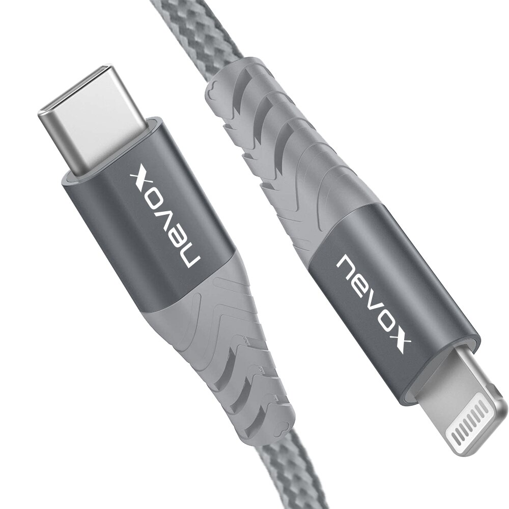Nevox плетен кабел за зареждане и данни, USB-C към Lightning, MFi ...