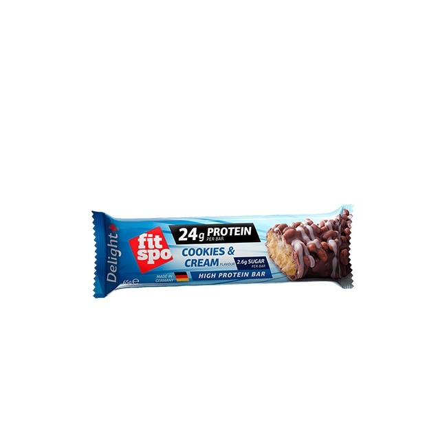 Baton Proteic, Fit Spo, Crunchy Delight Plus Protein Bar, biscuiti cu crema, 65 grame - eMAG.ro