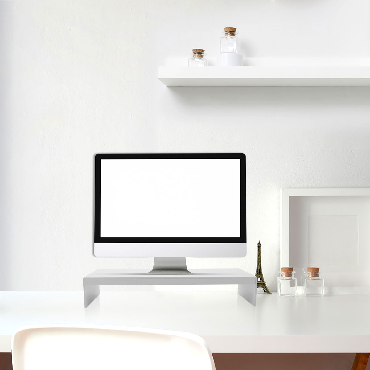 Suport pentru monitor JJ DISPLAYS, din stiplex alb - eMAG.ro