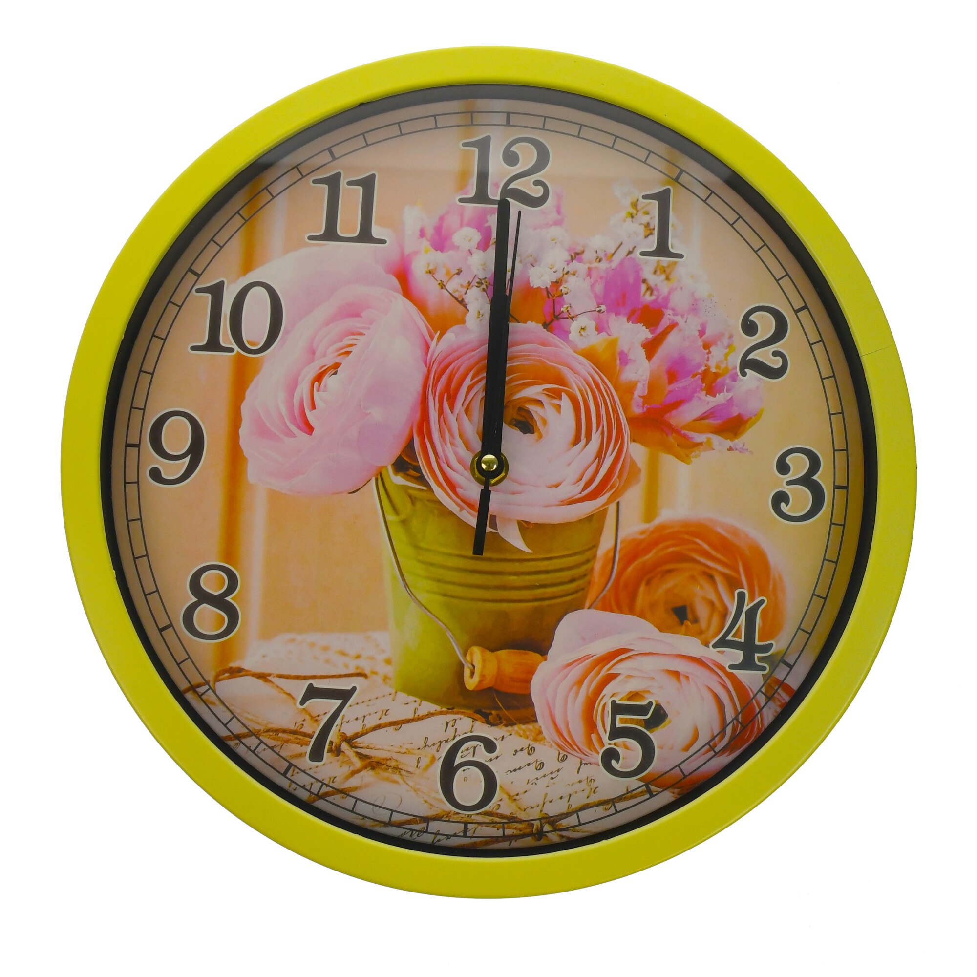 Ceas de perete, design cu flori, diametru 30 cm - CEAS07 - eMAG.ro