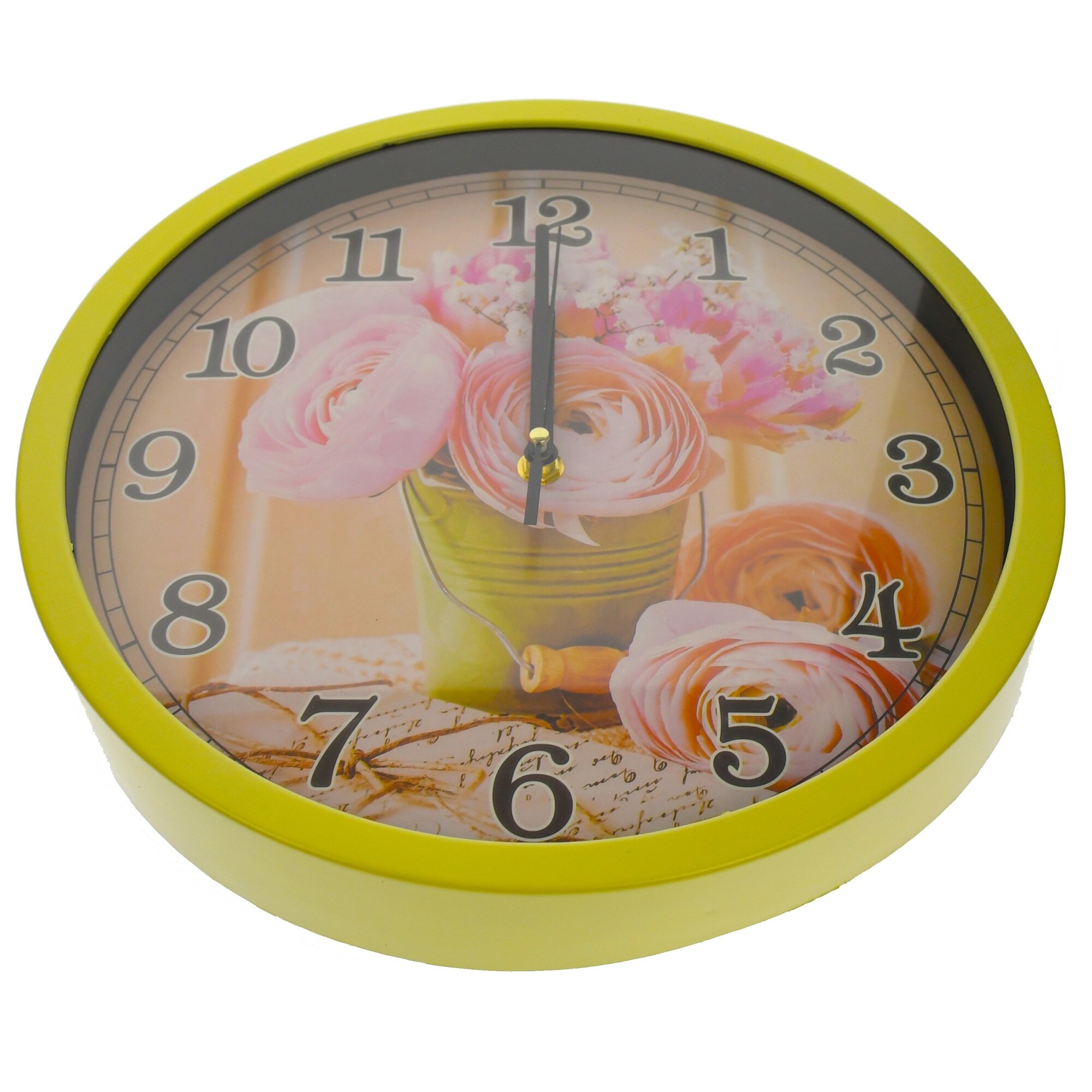 Ceas de perete, design cu flori, diametru 30 cm - CEAS07 - eMAG.ro