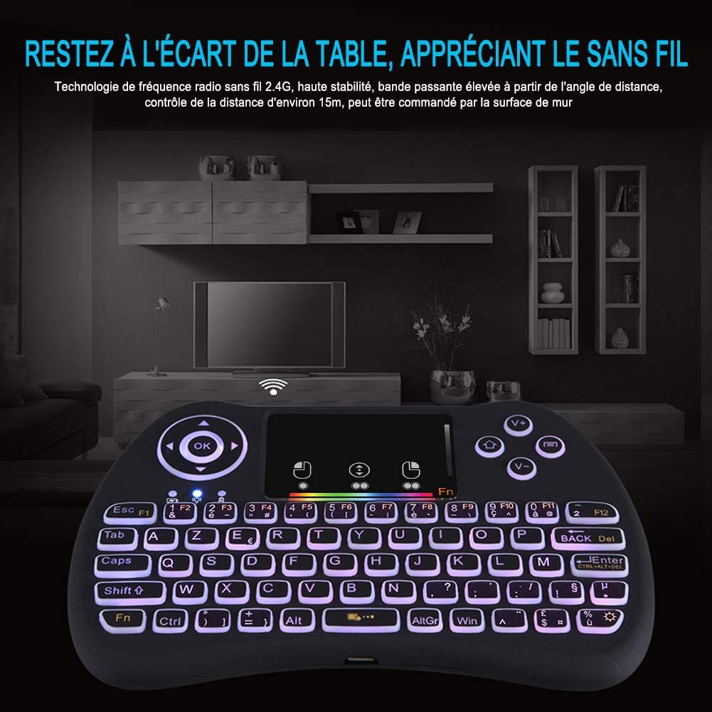 Tastatura wireless, Youthink, Touchpad, LED, 2.4 GHz, Negru - eMAG.ro
