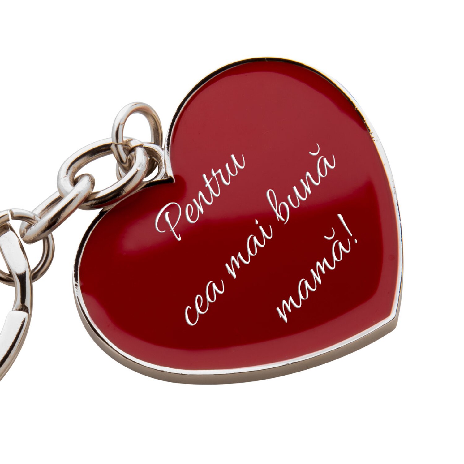 Breloc metalic, inima, in cutie neagra, cadou personalizat pentru mama ...