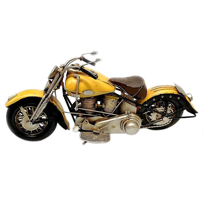 Macheta motocicleta retro, metal - Chopper galbena, 33 x 13 x 17 cm ...