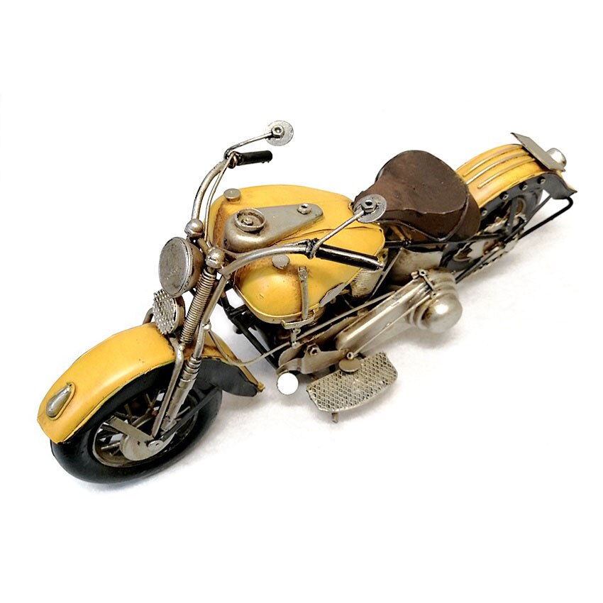 Macheta motocicleta retro, metal - Chopper galbena, 33 x 13 x 17 cm ...