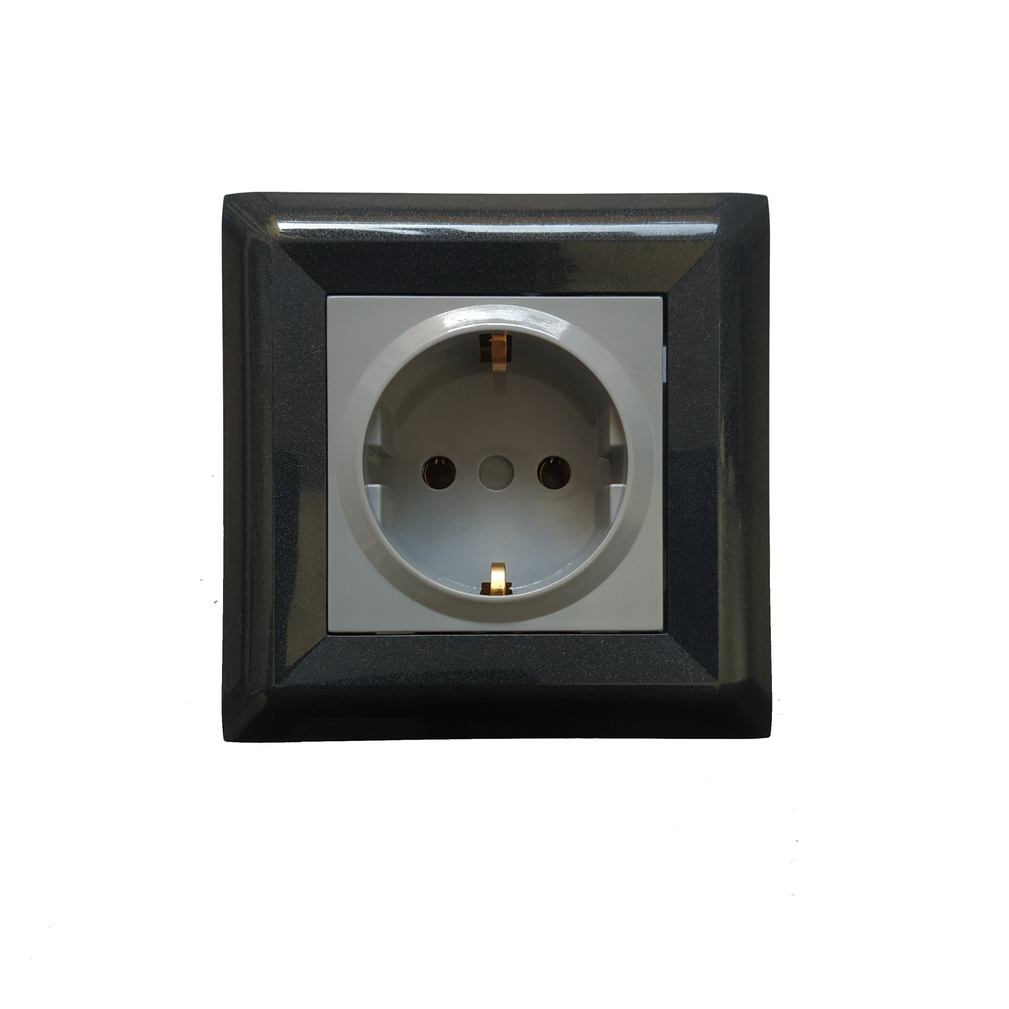 Priza Simpla LB Light Softline, gri cu rama negru perlat - eMAG.ro