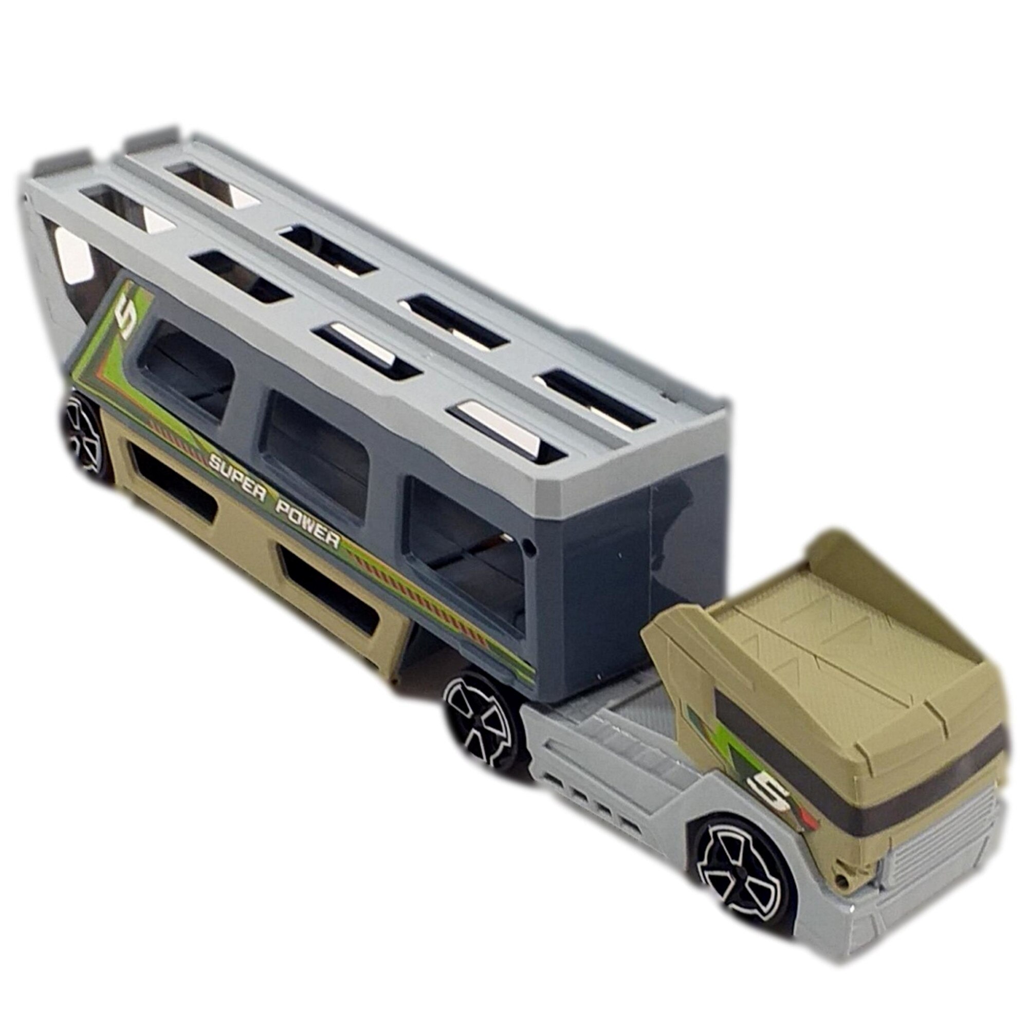 Set masinute, Camion cu trailer pentru masini, 4 masini transportate, 2 ...