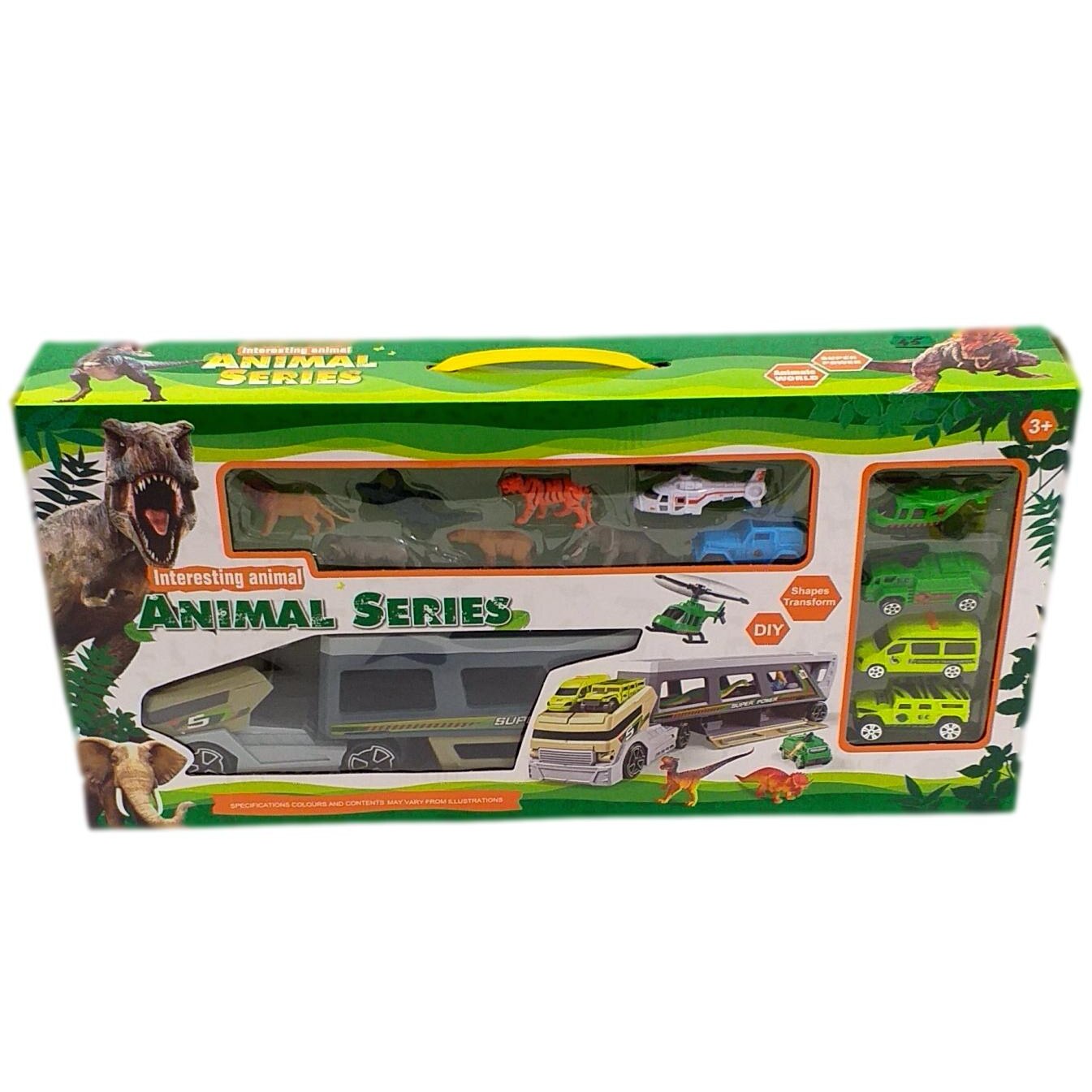 Set masinute, Camion cu trailer pentru masini, 4 masini transportate, 2 ...