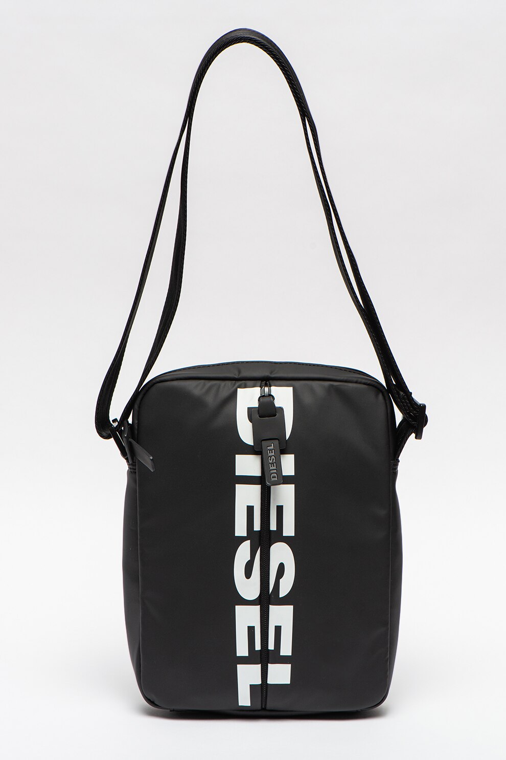 Diesel, Geanta messenger cu logo Bold, Negru/Alb - eMAG.ro