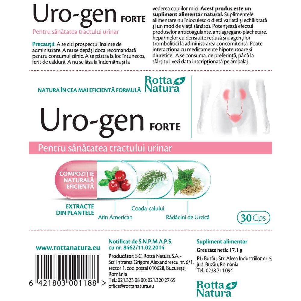 Rotta Natura Uro-Gen Forte 30 capsule - eMAG.ro
