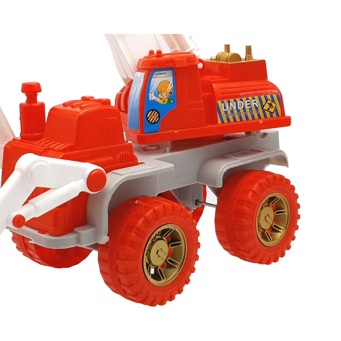 Excavator de jucarie pentru copii cu brat articulat, rosu, +3 ani - eMAG.ro