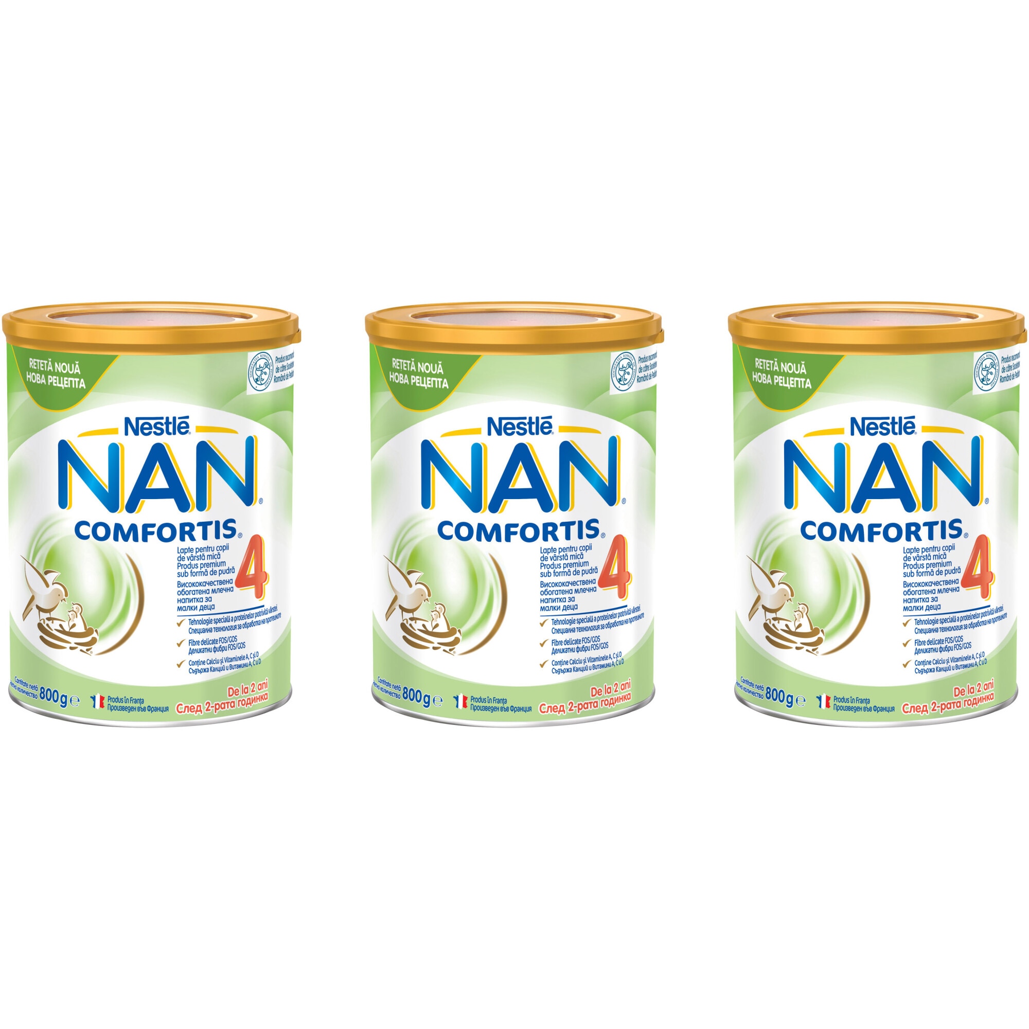 Адаптирано мляко Nestle NAN 4 Comfortis, 3x800 гр, От 2 години - eMAG.bg