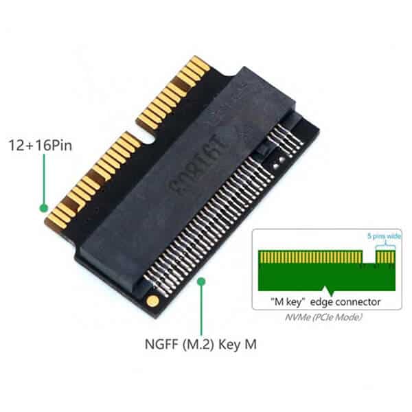 M.2 NVMe 12+16 Pin SSD адаптер за MacBook Pro Air 2013 - 2017 A1465 ...