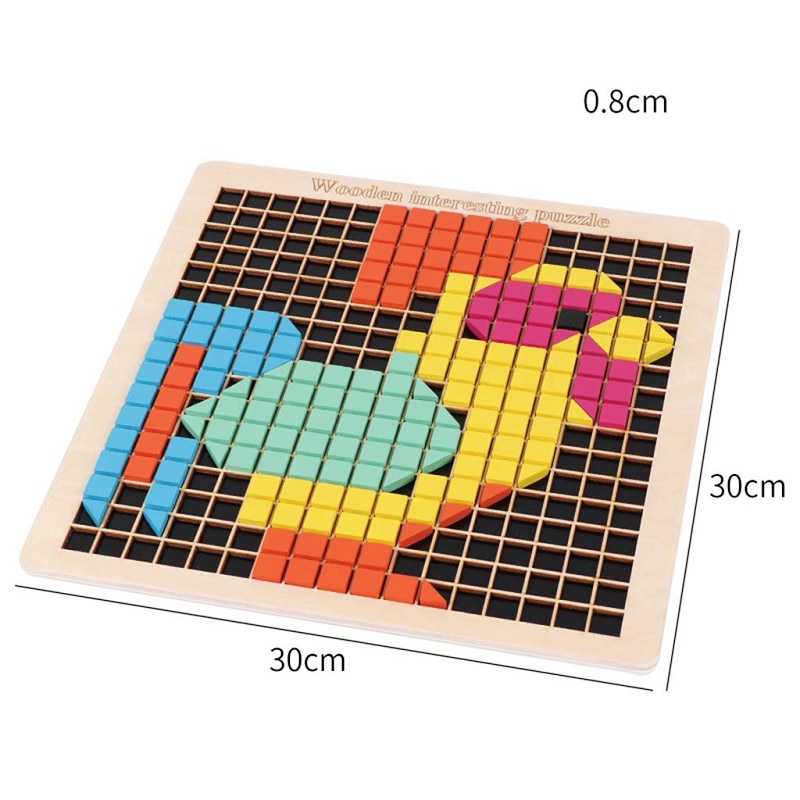 Joc educativ din lemn, Formeaza imagini din patrate colorate, 370 piese ...
