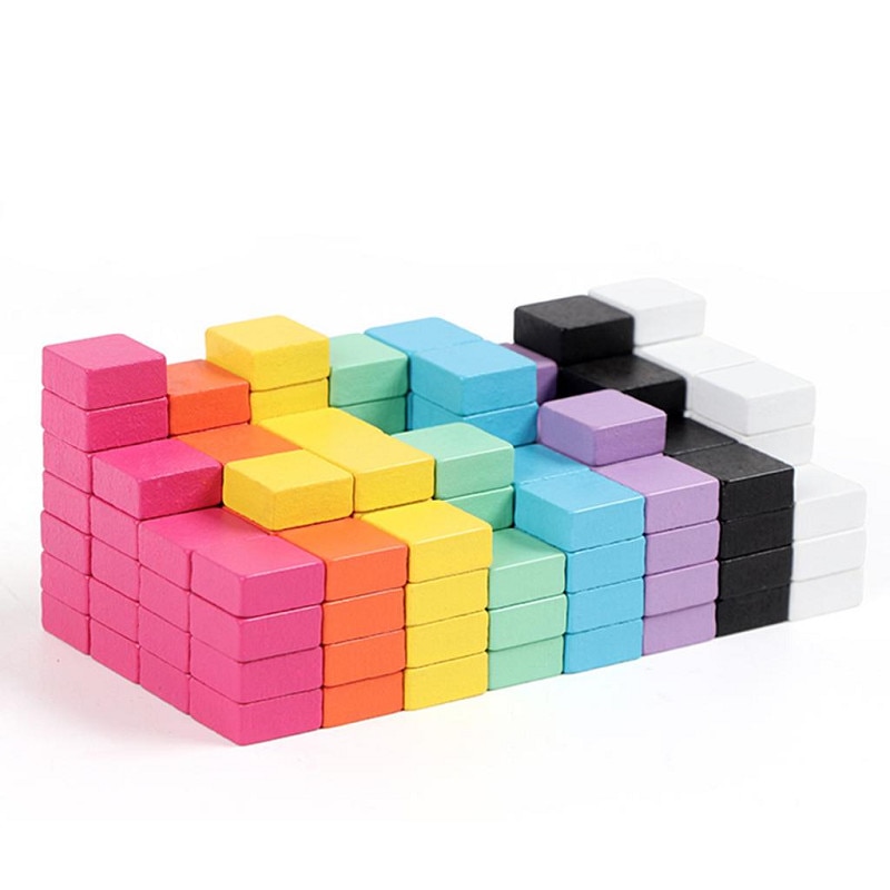 Joc educativ din lemn, Formeaza imagini din patrate colorate, 370 piese ...