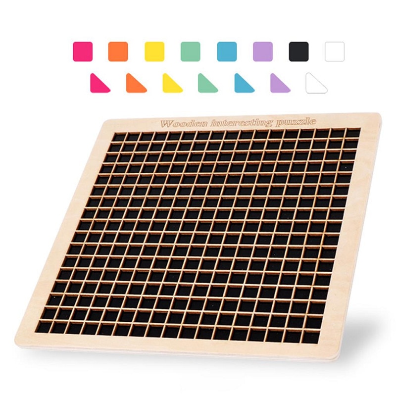 Joc educativ din lemn, Formeaza imagini din patrate colorate, 370 piese ...