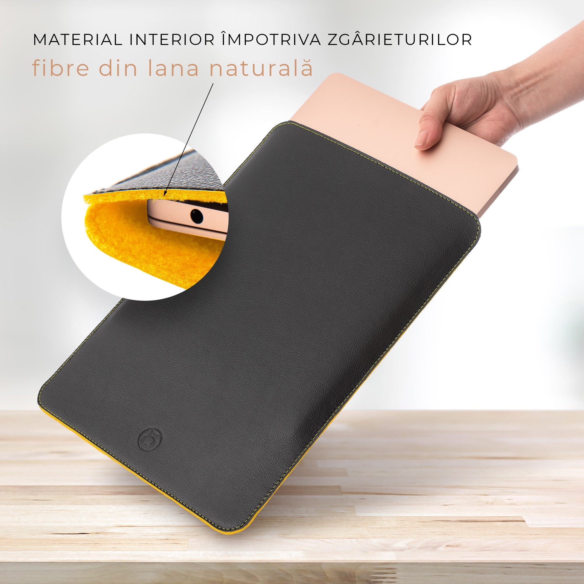 Husa laptop pentru MacBook PRO 15 inch, UNIKA, piele PU cu lana din ...