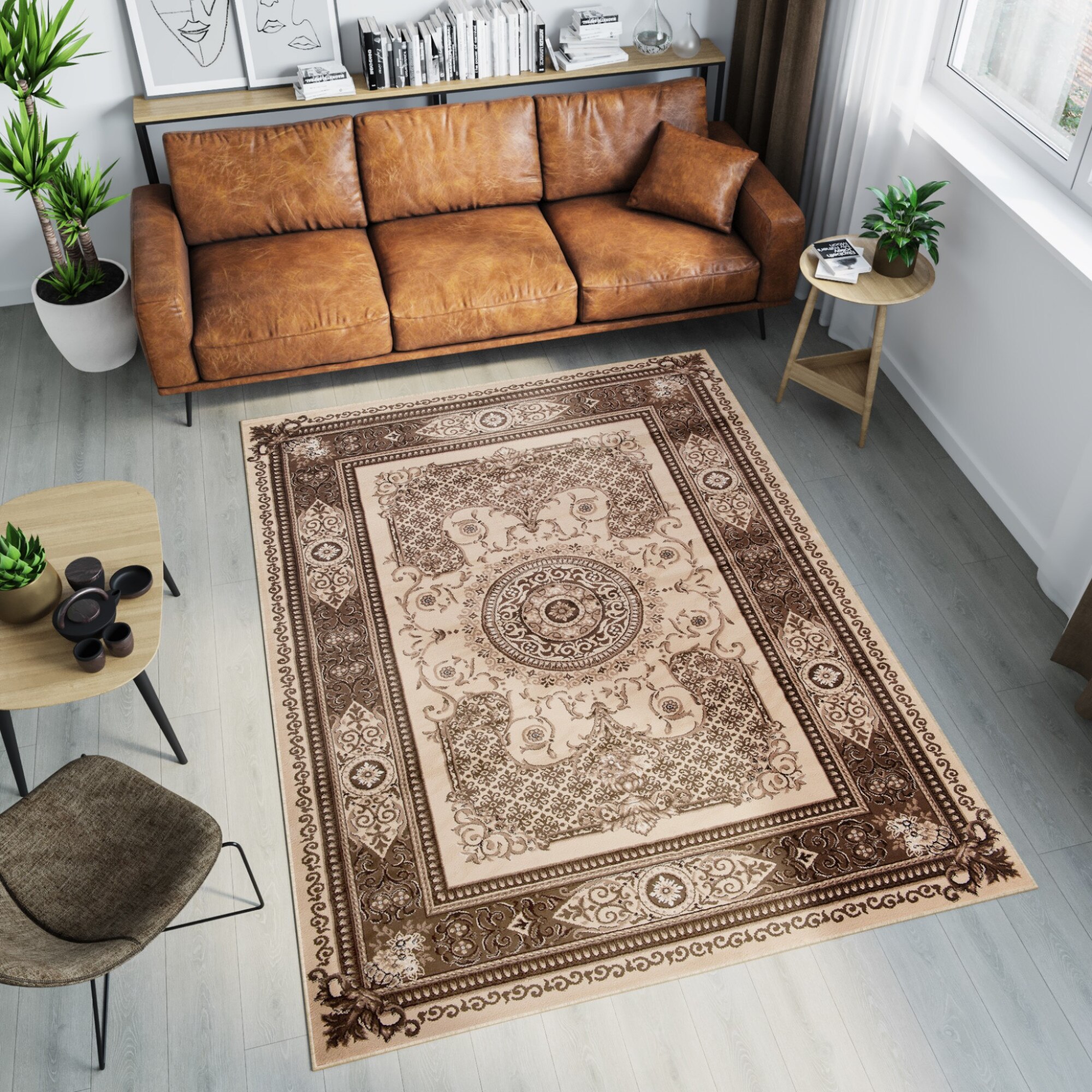 Covor Tango Modern Patchwork Abstract Chemex J218C BONE BOU maro ...