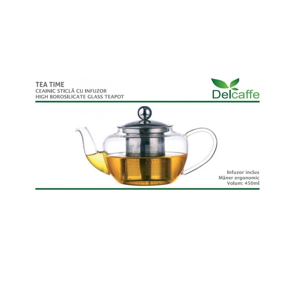 Ceainic din sticla termorezistenta TEA TIME, cu capac si infuzor inox ...