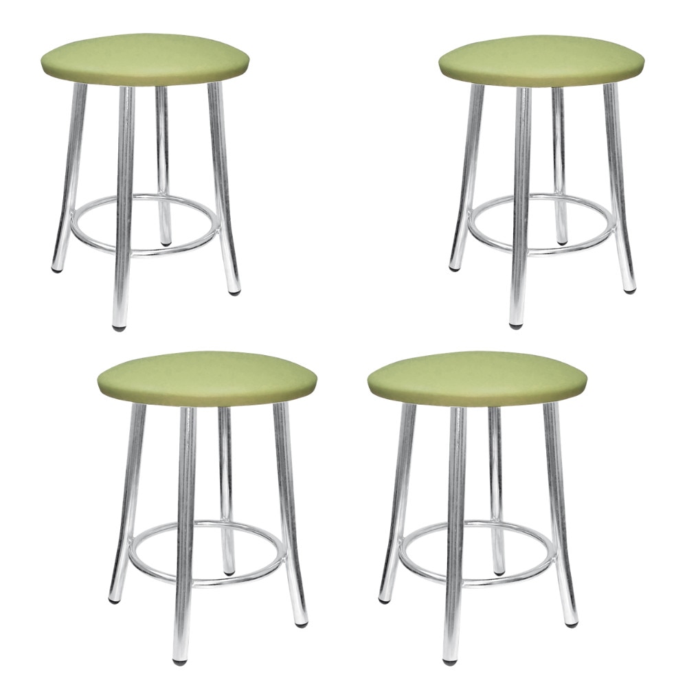 Set 4 scaune de bucatarie de tip taburet Teddy, cadru cromat, piele ...