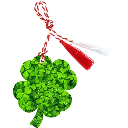 Martisor in forma de trifoi cu 4 foi, cu snur, 4.90 cm x 4.80 cm - eMAG.ro
